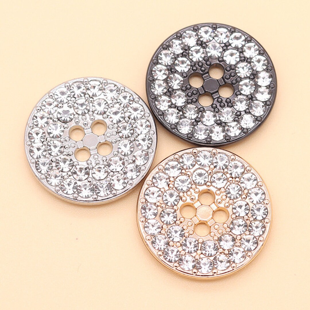 Metal Rhinestone Buttons-6pcs Gold/silver/gun Black for Blazer/jacket ...
