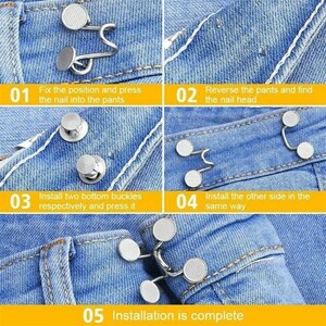 Jeans Waist Button Buckle-2pcs Waistband Tightener Adjuster Hook and ...