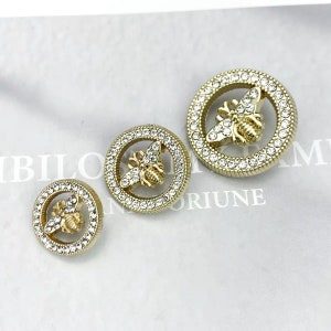 Metal Bee Rhinestone Buttons-6pcs Gold/silver Button for Blazer/jacket ...