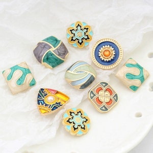 Metal Irregular Buttons-6pcs Vintage Baroque Painted Shank Button for ...