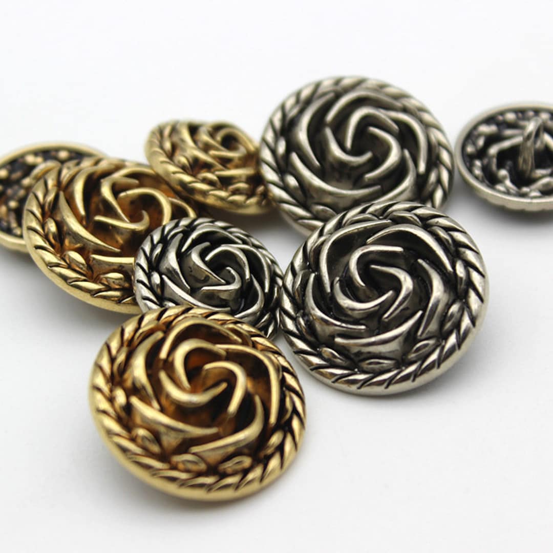 Metal Rose Buttons: Gold/silver/black Flower Sewing Embellishments - Etsy