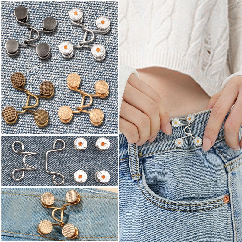 Brass Jean Waist Tightener Buttons: Adjustable Pant Rivet Clips - 2 Pcs ...
