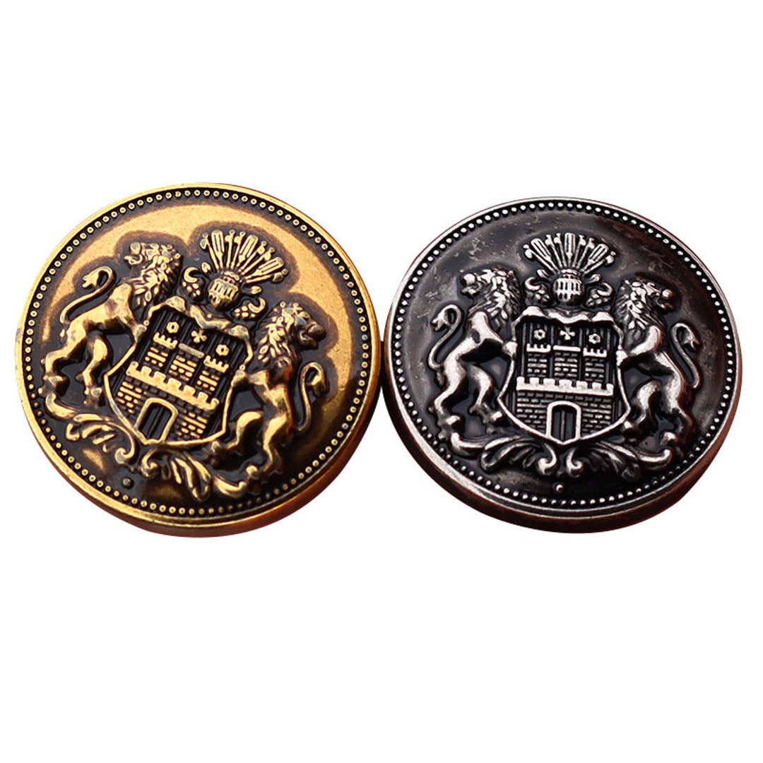 Metal Crown Lion Buttons 6pcs Gun/gold/silver Shank Button for Sewing ...