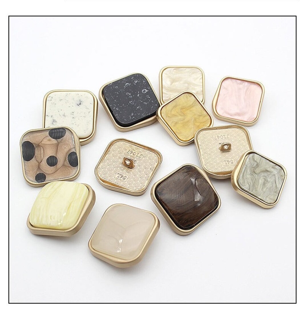 Metal Resin Square Buttons: Blazer, Cardigan, Jacket - 6 Pcs - Etsy