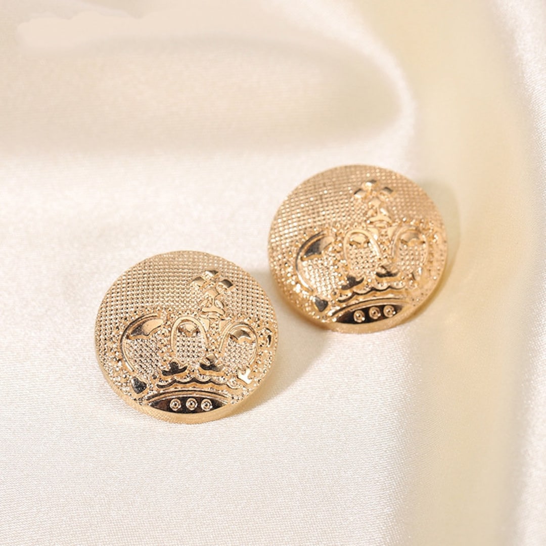 Metal Crown Buttons-6pcs Gold British Vintage Button for Sewing-shirt ...