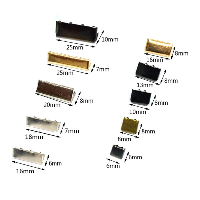Brass Ribbon End Caps: Crimp Clamp for Webbing/cord/accessories - 10/50 ...