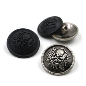 Metal Skull Buttons-6pcs Antique Black Silver Button for Sewing-blazer ...