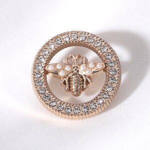 Metal Bee Rhinestone Buttons-6pcs Gold/bronze Pearl Button for Cardigan ...