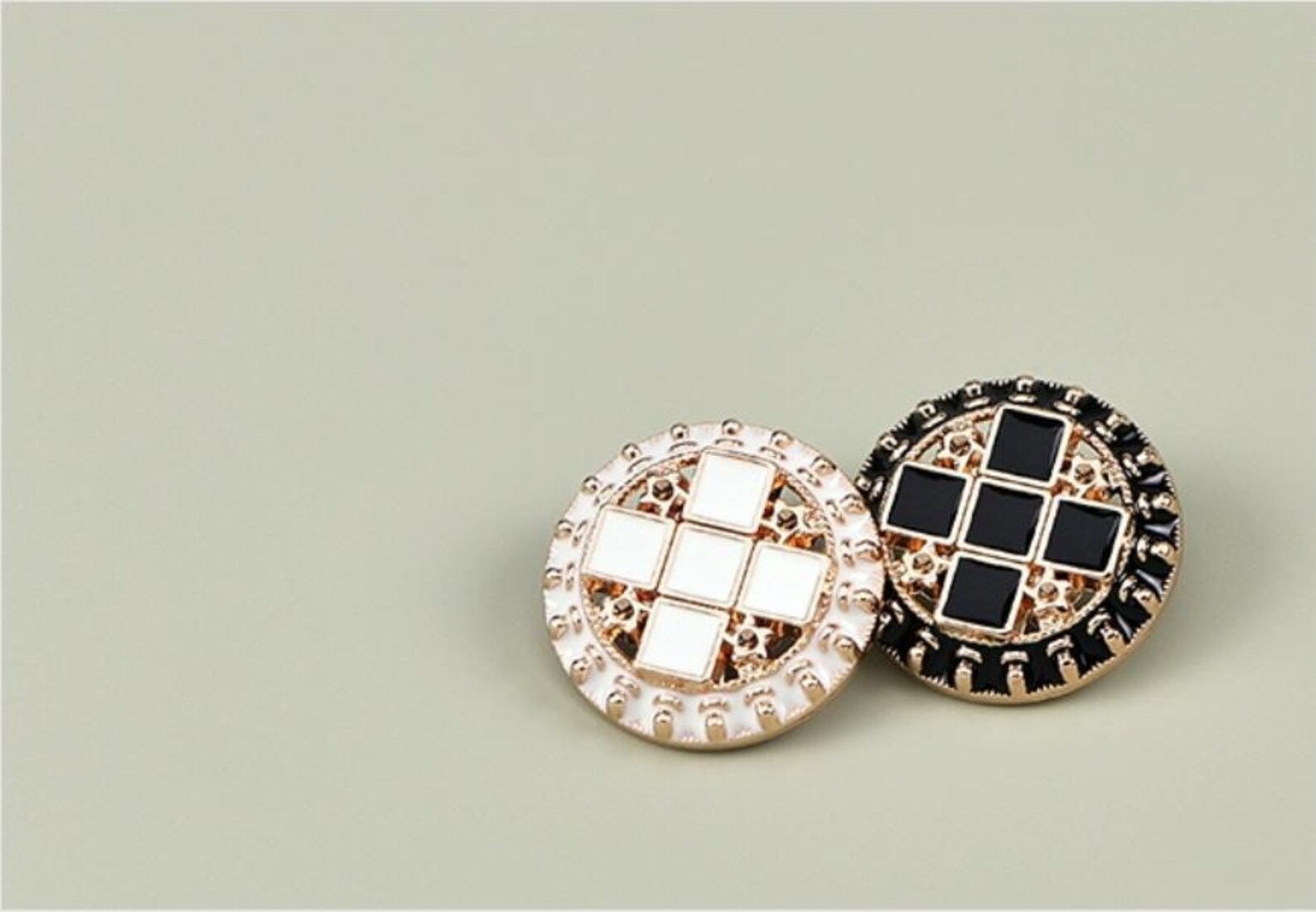 Metal Cross Buttons-6pcs Gold White Black Hollow Button for Blazer/coat ...