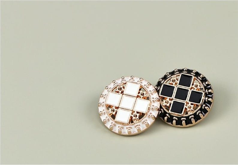 Metal Cross Buttons-6pcs Gold White Black Hollow Button for Blazer/coat ...