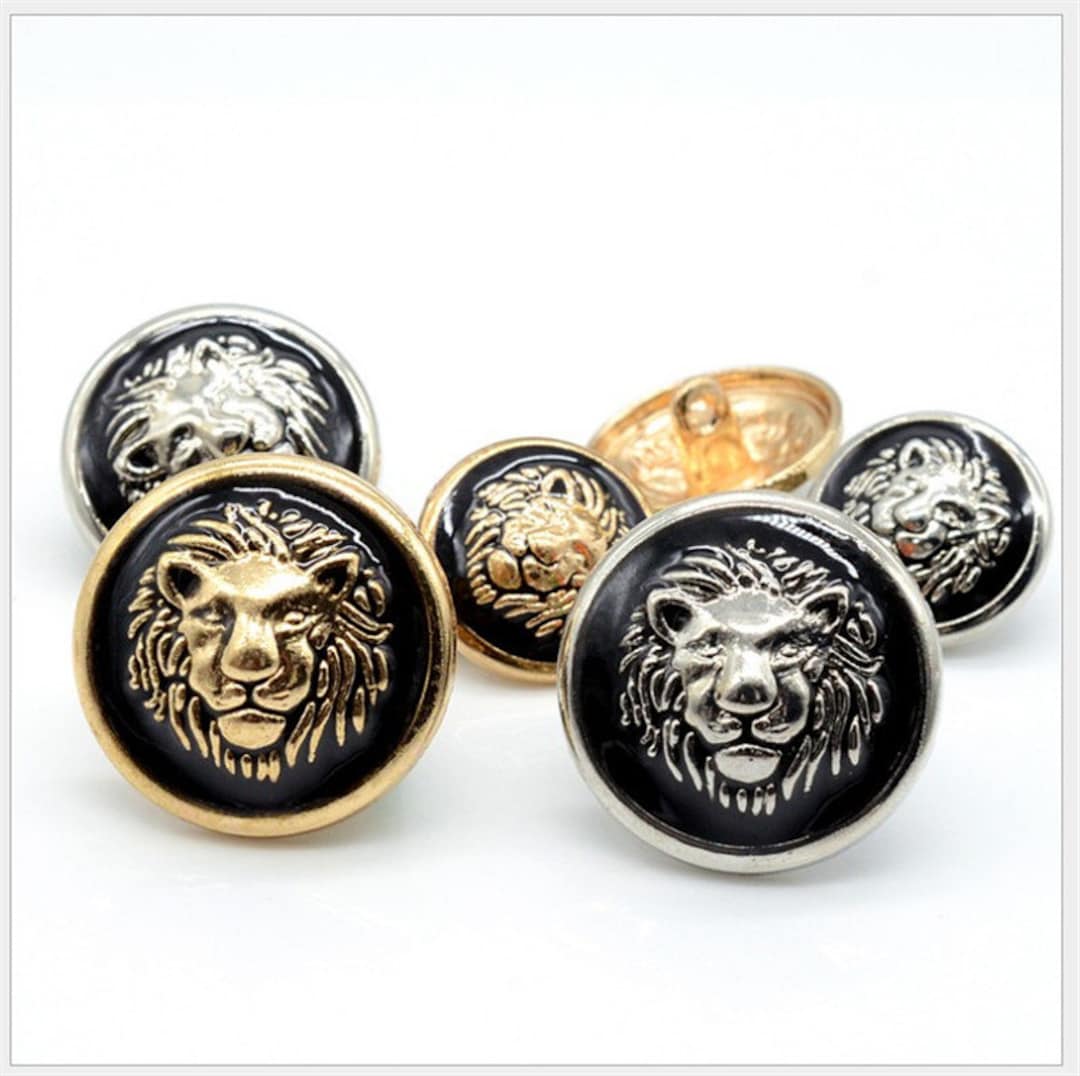 Metal Lion Buttons-6pcs Black Gold/silver/gun Button for Blazer/jacket ...