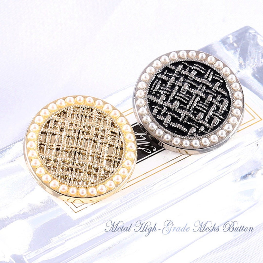 Metal Mesh Buttons-6pcs Pearl Gold Silver for Sewing-blazer/jacket/coat ...