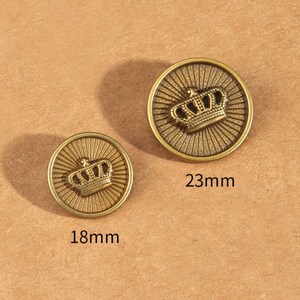 Metal Crown Buttons-6pcs Antique Gold Bronze Vintage Button for Sewing ...