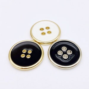 Metal Hole Buttons-6pcs Black/white+gold/silver Hole Button for Sewing ...