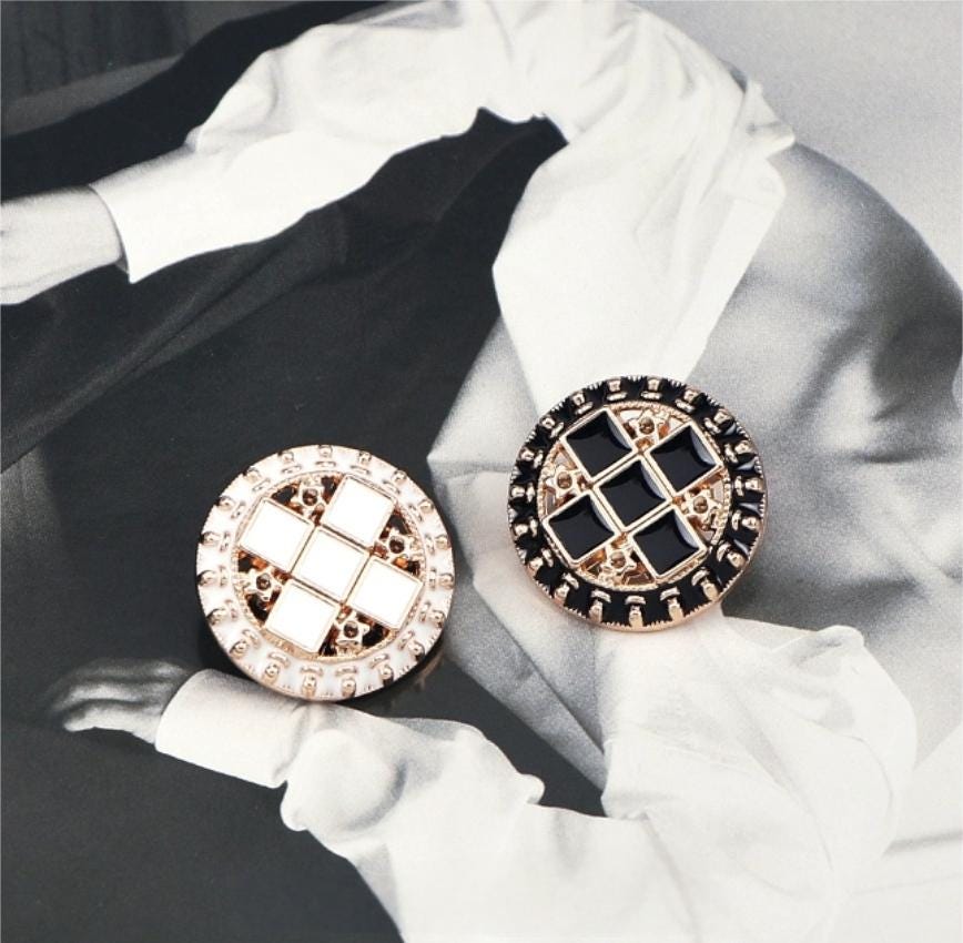 Metal Cross Buttons-6pcs Gold White Black Hollow Button for Blazer/coat ...