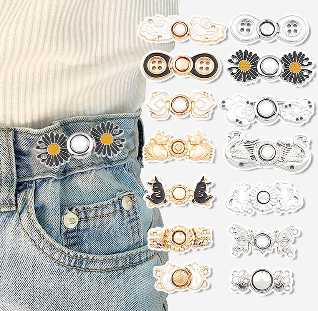 Jeans Waist Button Buckle-2pcs Waistband Tightener Adjuster Hook and ...