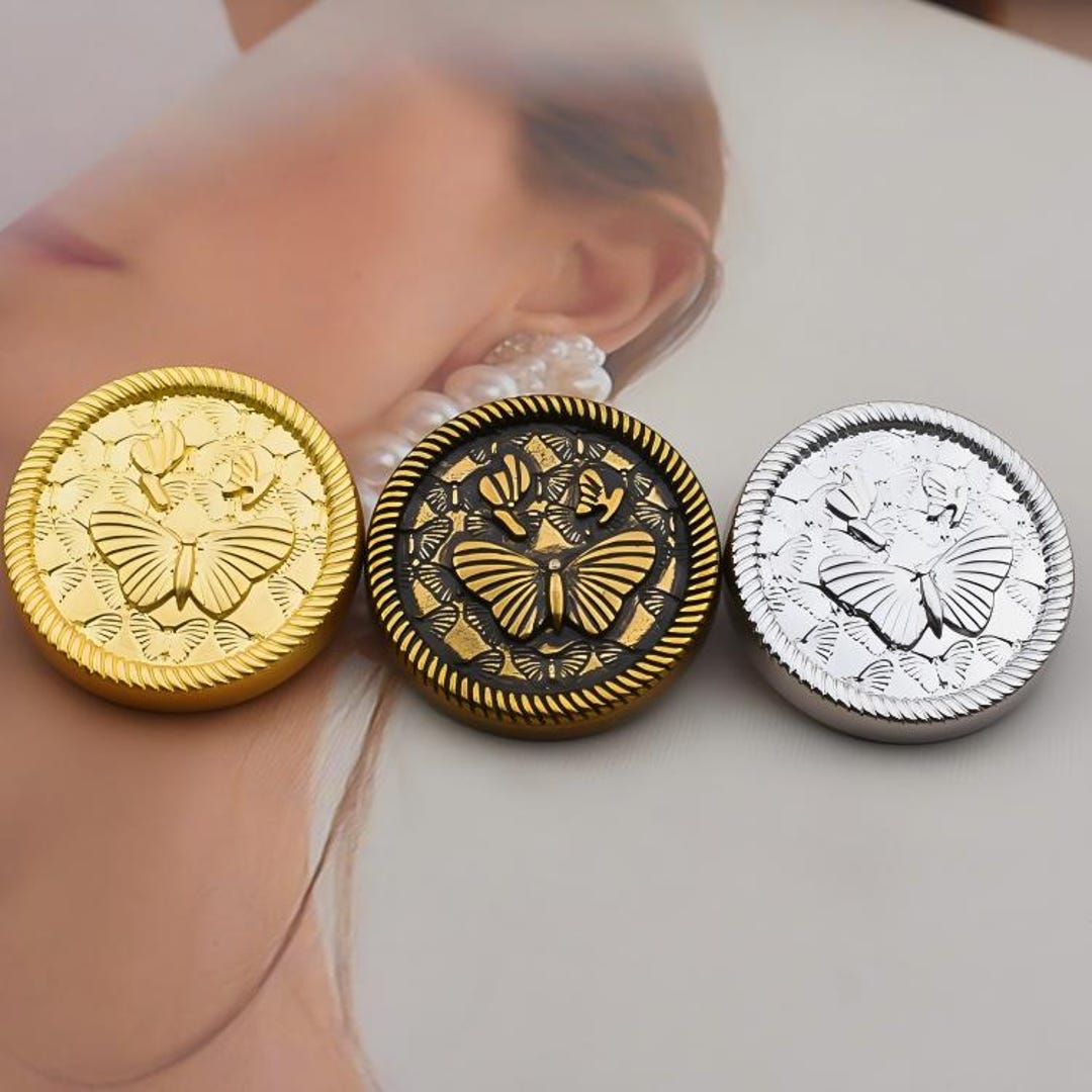 Metal Moth Buttons-6pcs Gold Silver Relief Button for Sewing-sweater ...