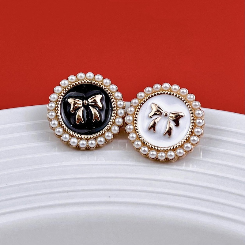 Bow Buttons With Pearl - Etsy