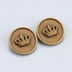 Metal Crown Buttons-6pcs Antique Gold Bronze Vintage Button for Sewing ...