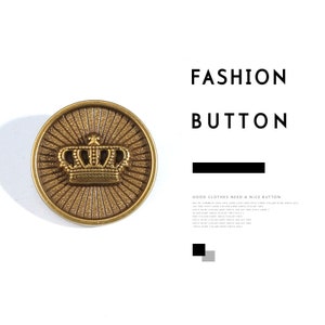 Metal Crown Buttons-6pcs Antique Gold Bronze Vintage Button for Sewing ...