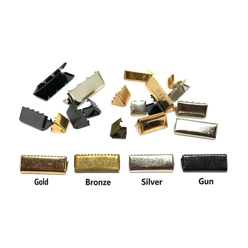 Brass Ribbon End Caps: Crimp Clamp for Webbing/cord/accessories - 10/50 ...