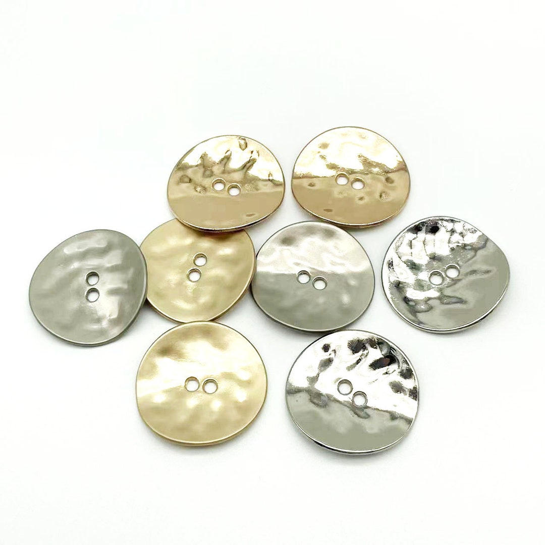 Concave Metal Buttons: Rose Gold & Silver Irregular 2-hole Design-6pcs ...