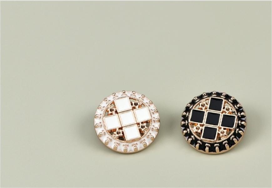 Metal Cross Buttons-6pcs Gold White Black Hollow Button for Blazer/coat ...