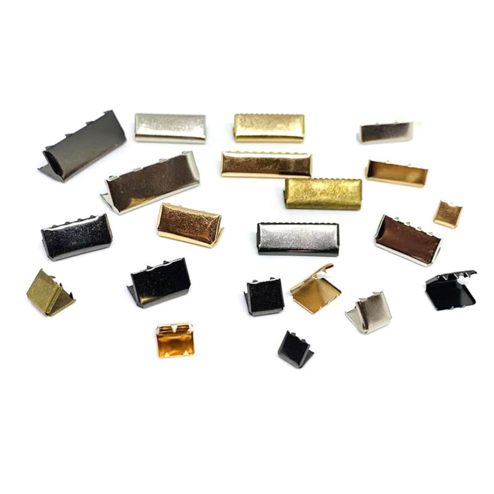 Brass Ribbon End Caps: Crimp Clamp for Webbing/cord/accessories - 10/50 ...