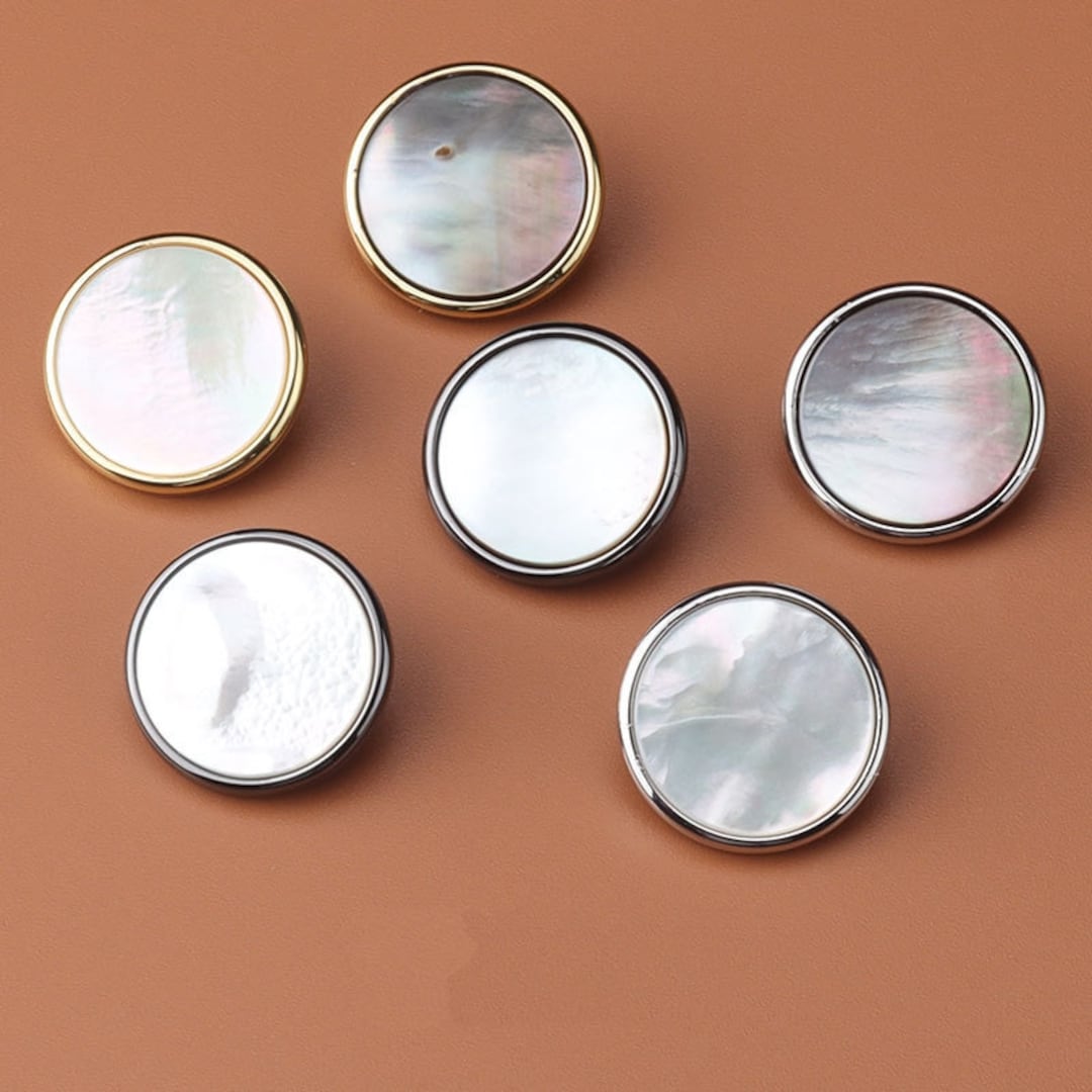 Metal Mother of Pearl Buttons-6pcs Natural Black Mop/pearloyster Shell ...