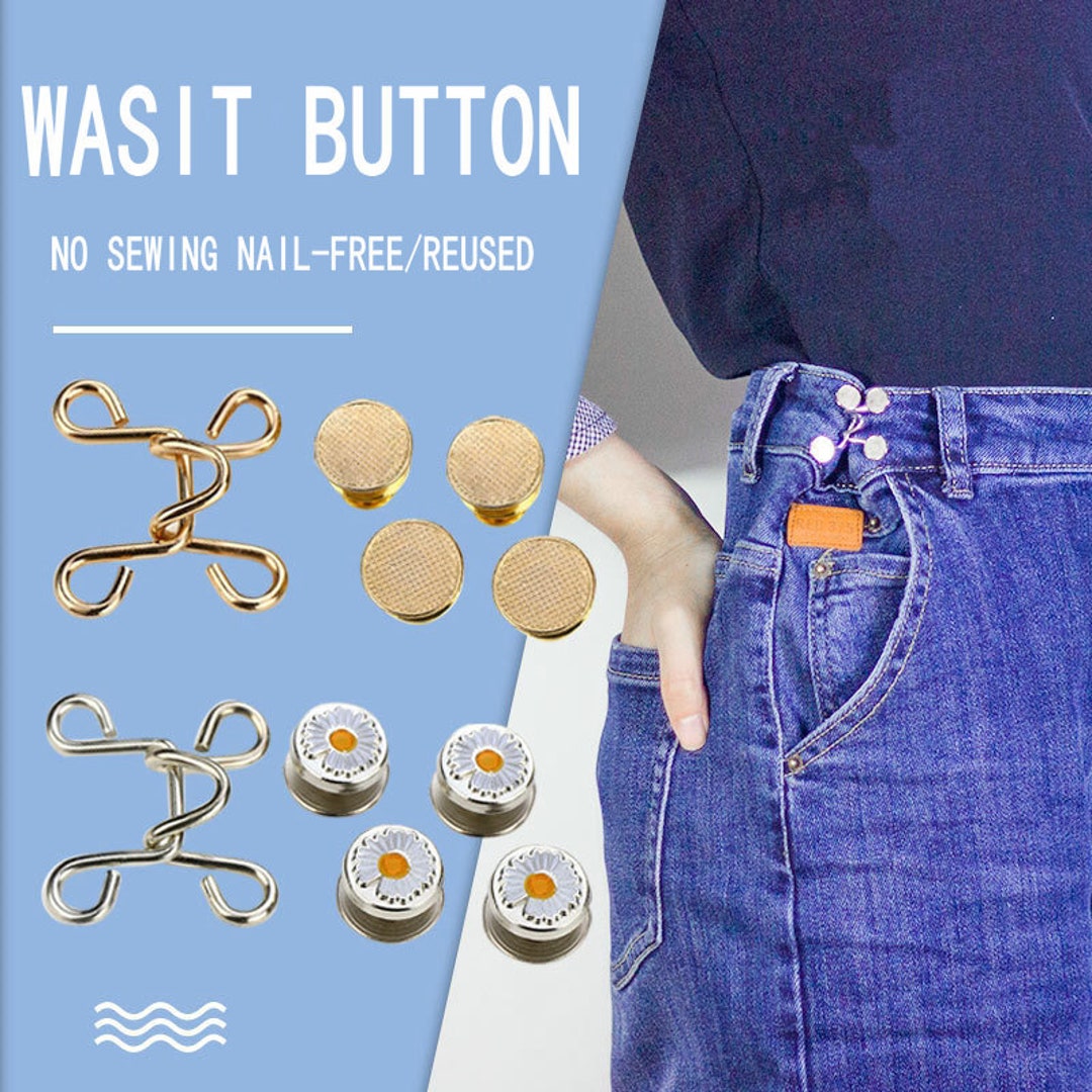 Jeans Waist Button Buckle-2pcs Waistband Tightener Adjuster Hook and ...