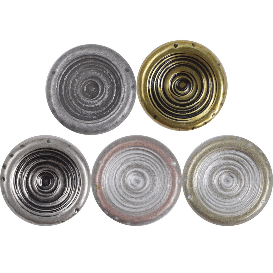 Metal Circular Buttons-6pcs Copper Silver Bronze Pattern Button for ...