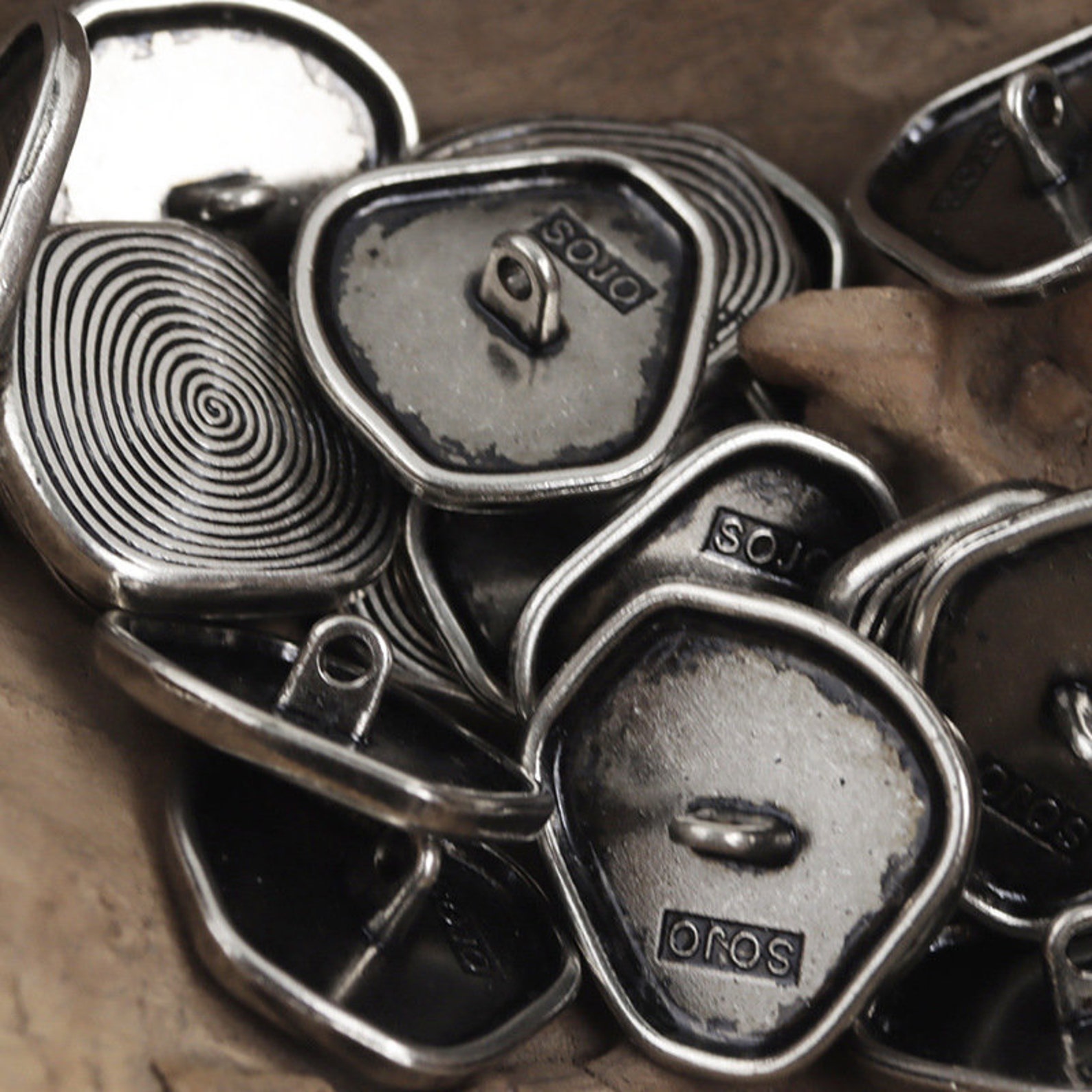 Metal Irregular Buttons-6pcs Silver Black Bronze Button for Blazer ...