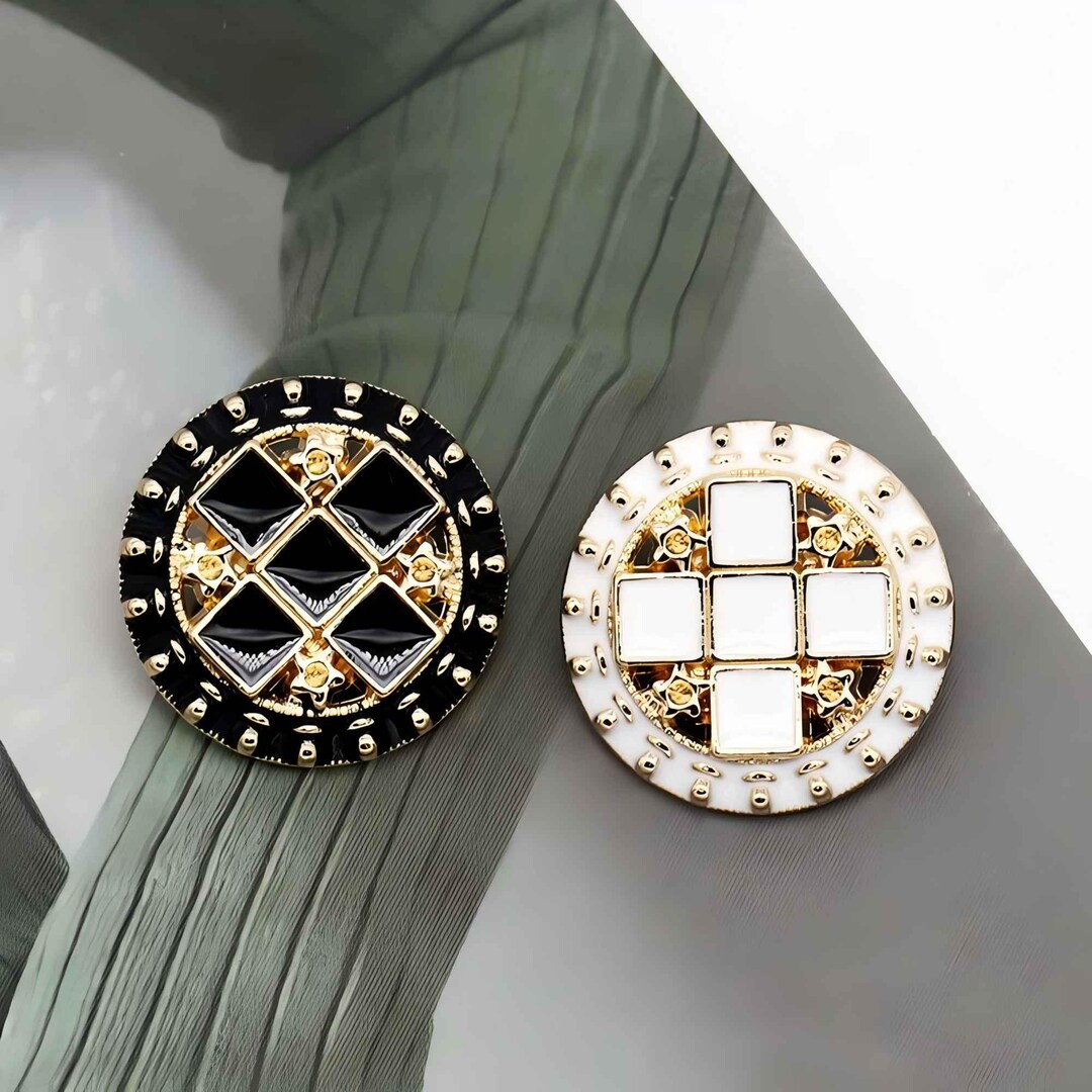 Metal Cross Buttons-6pcs Gold White Black Hollow Button for Blazer/coat ...
