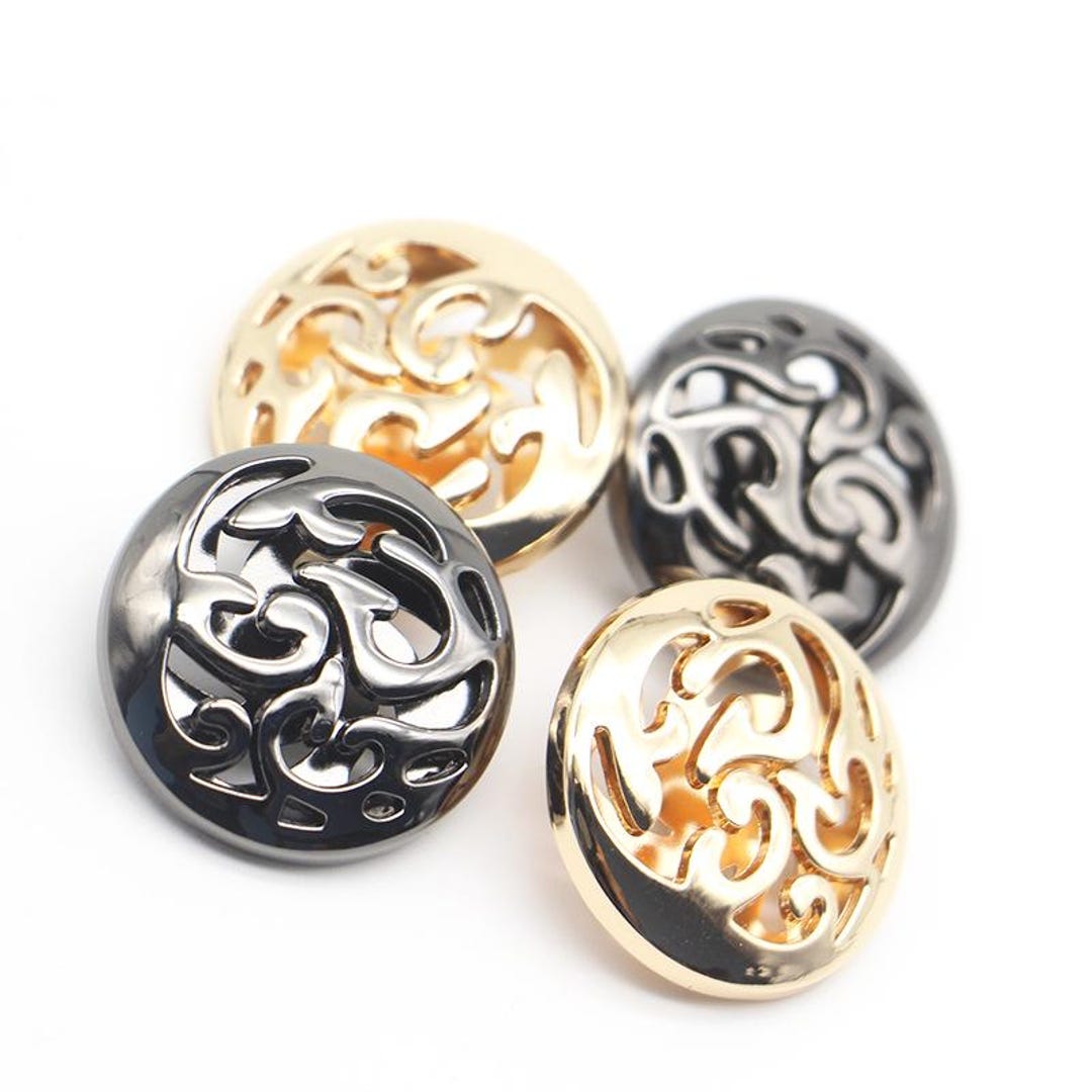 Metal Floral Buttons-6pcs Hollow Rose Gold/gun Black for Blazer/jacket ...