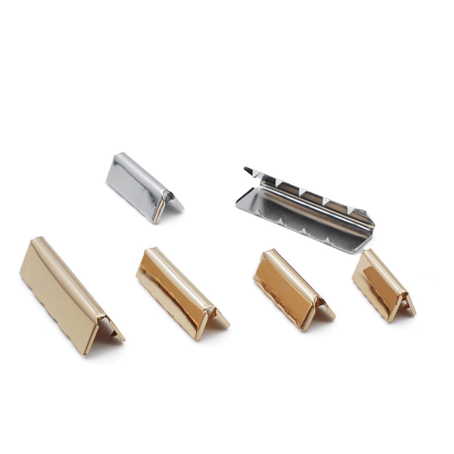 Brass Ribbon End Caps: Crimp Clamp for Webbing/cord/accessories - 10/50 ...