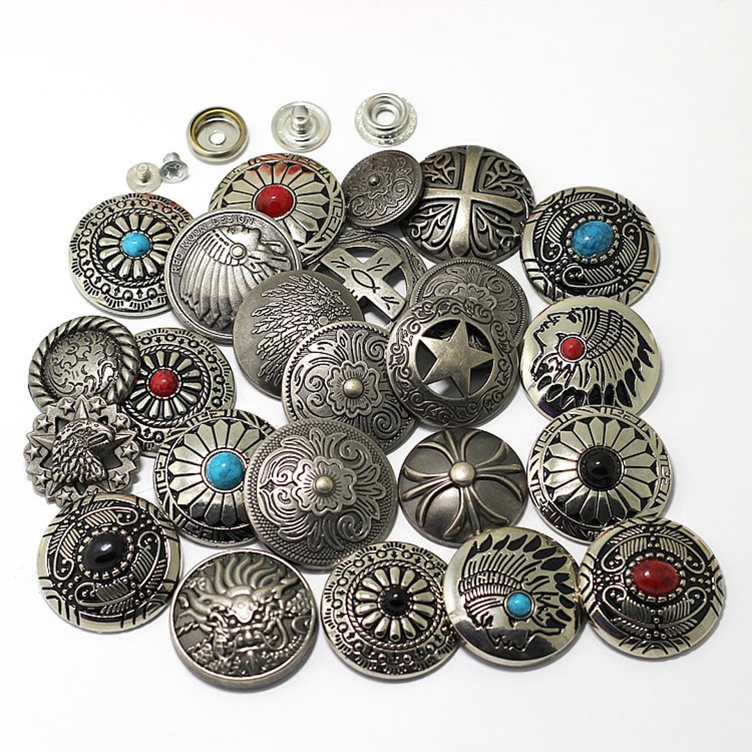 Antique Silver Metal Rivets: Snap Button, DIY Leather (20-32mm), 1 Pcs ...