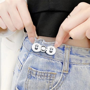 Adjustable Jeans Waist Tightener Buttons: Metal Hook & Eye, No Sew - 2 ...