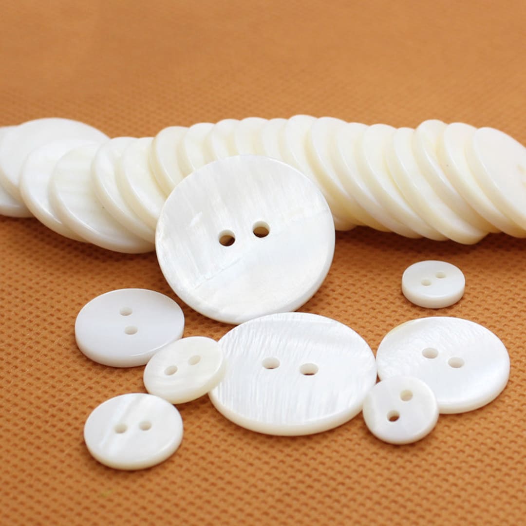 Mother of Pearl Buttons-100pcs Double White Natural River Shell Button ...