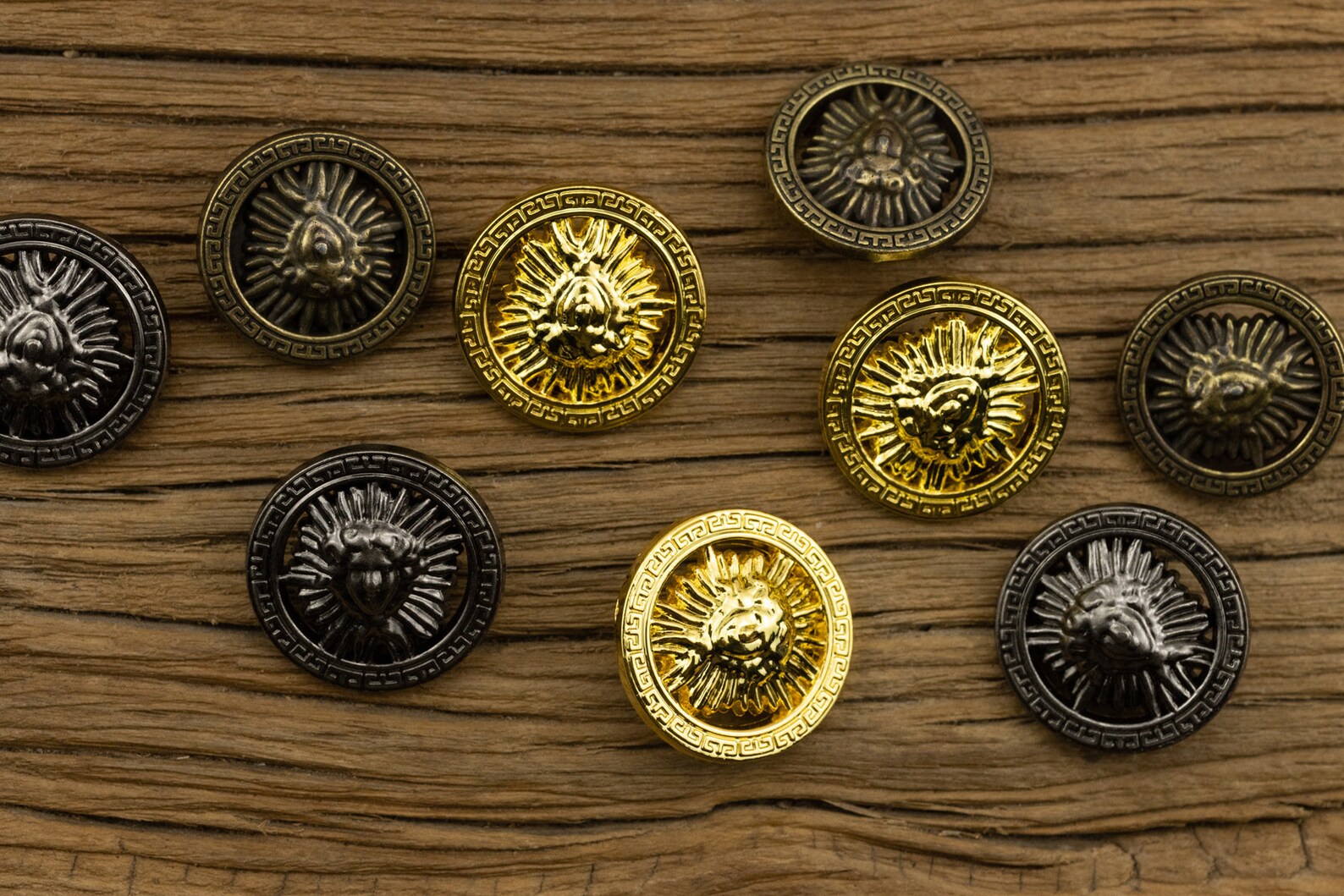 Metal Indian Buttons-10pcs Gun Black/gold/bronze Hollow for Blazer ...