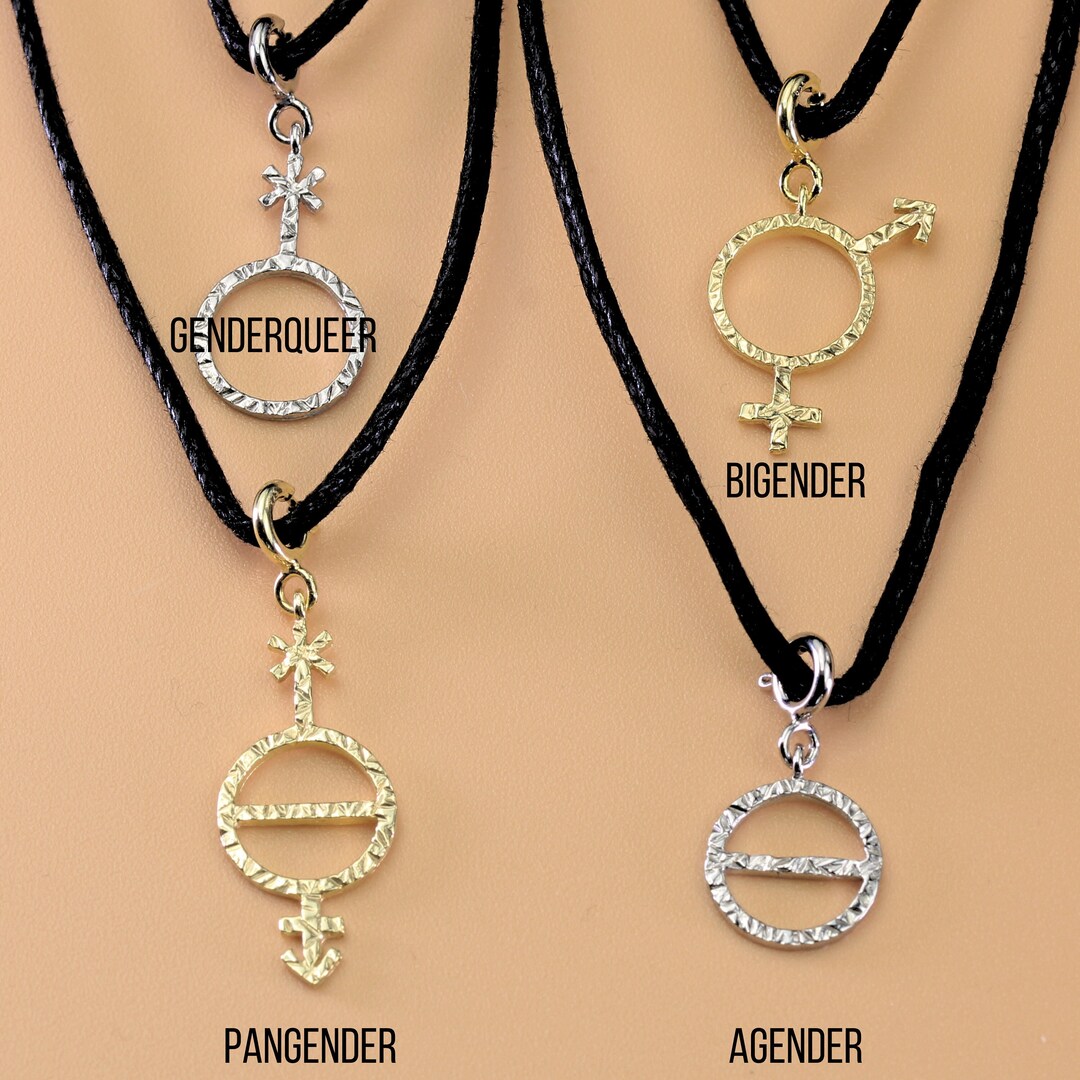 Agender Bigender Genderqueer Pangender Pendant Necklace, Subtle Pride ...