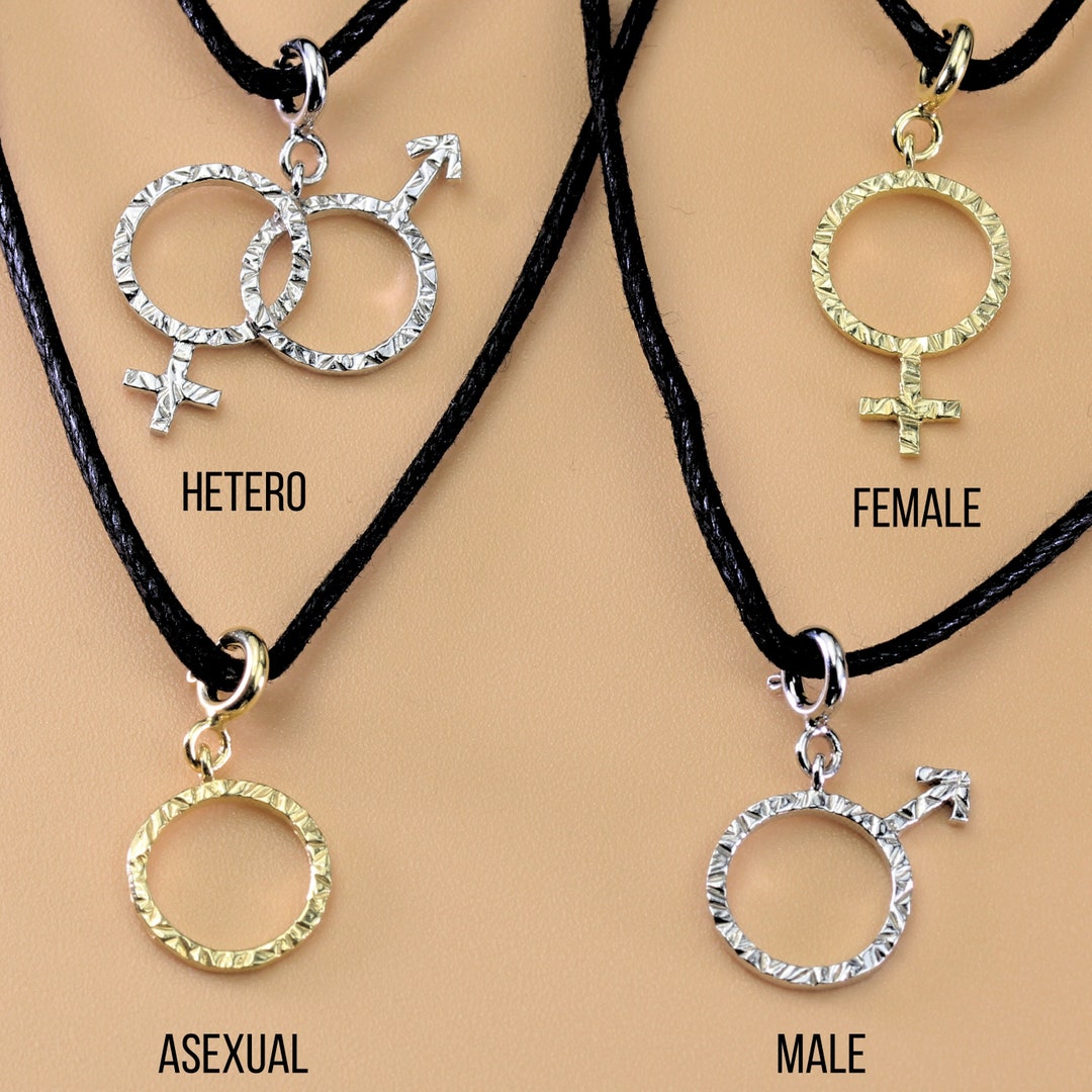 Asexual Ace Pride Jewelry Pendant Necklace, Female Male Symbol Charm ...