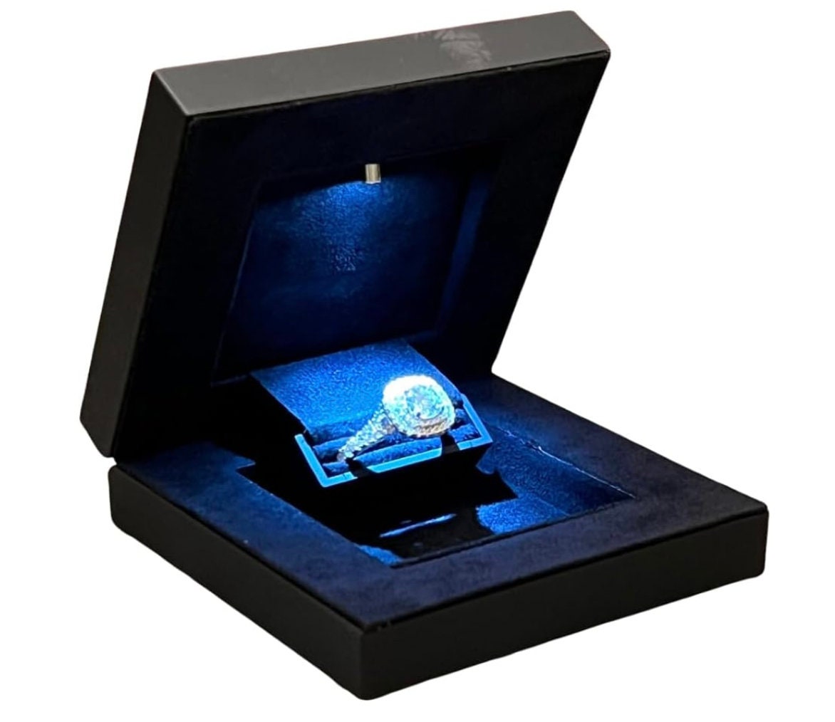 Ultra Slim Elegant Hidden Proposal Engagement Ring Box With Bright LED ...