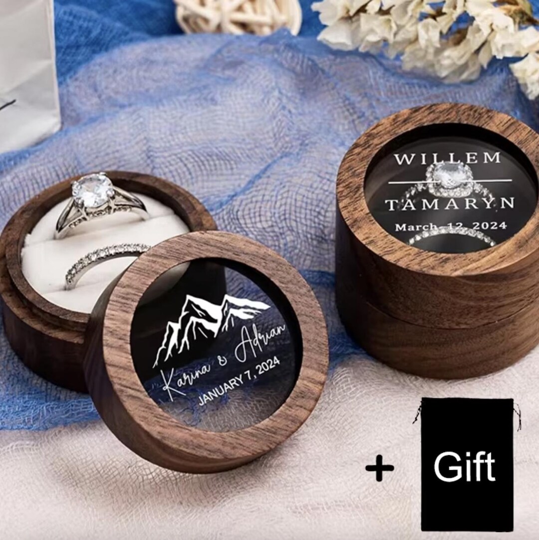 Personalized Custom Wooden Wedding Engagement Proposal Wedding Ring Box ...