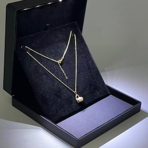 Elegant Blue or Black Luxury Necklace LED Light Box for Holder, Storage ...