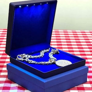 Elegant Blue or Black Luxury Necklace LED Light Box for Holder, Storage ...