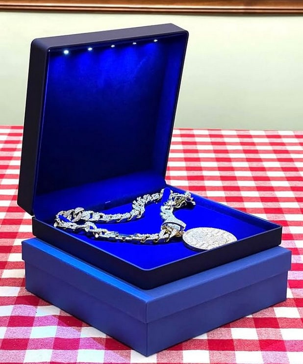 Elegant Blue or Black Luxury Necklace LED Light Box for Holder, Storage ...