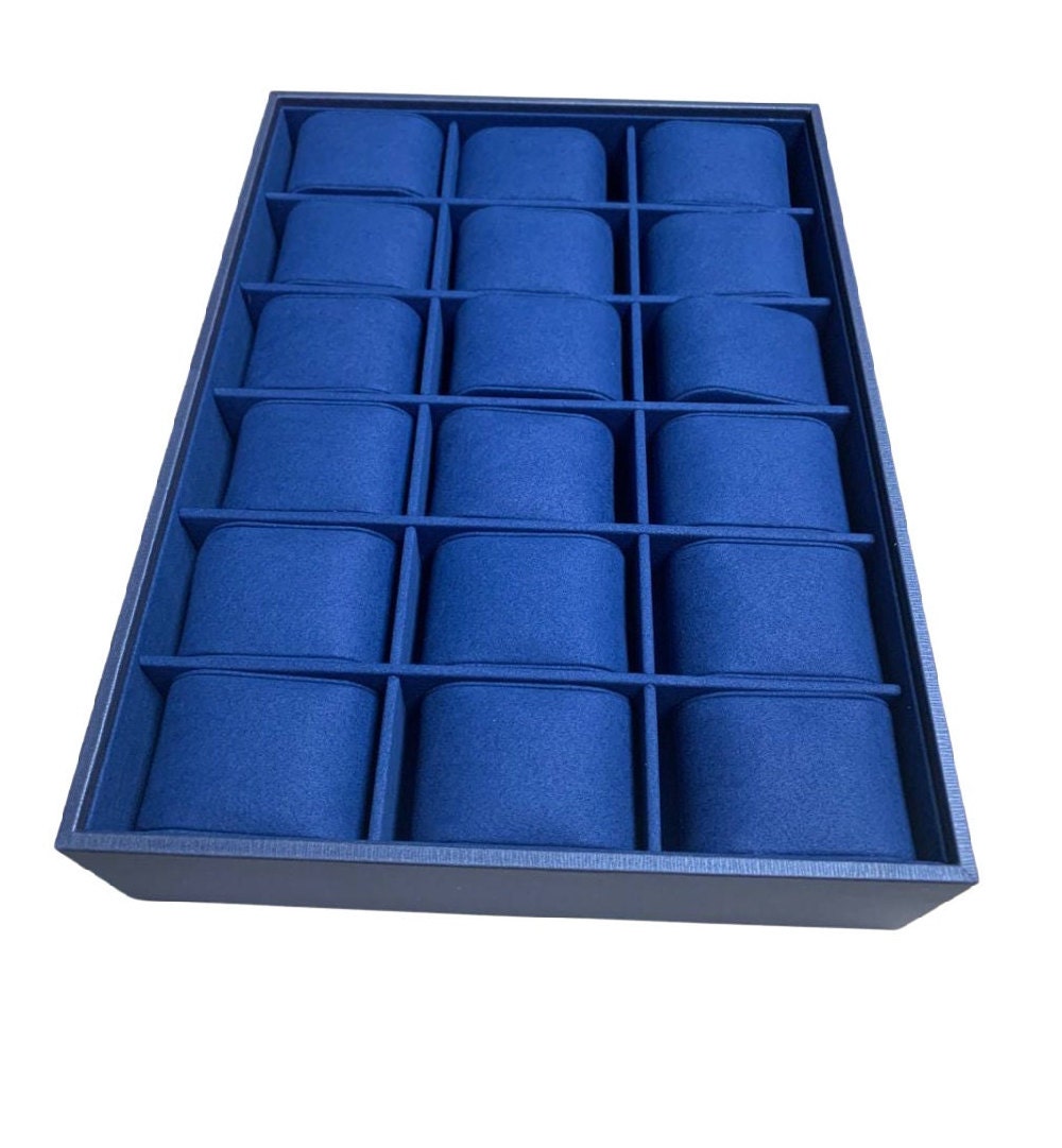 Elegant Deep Blue Stackable Watch Tray | 18 Slot Watch Tray | 3 by 6 ...