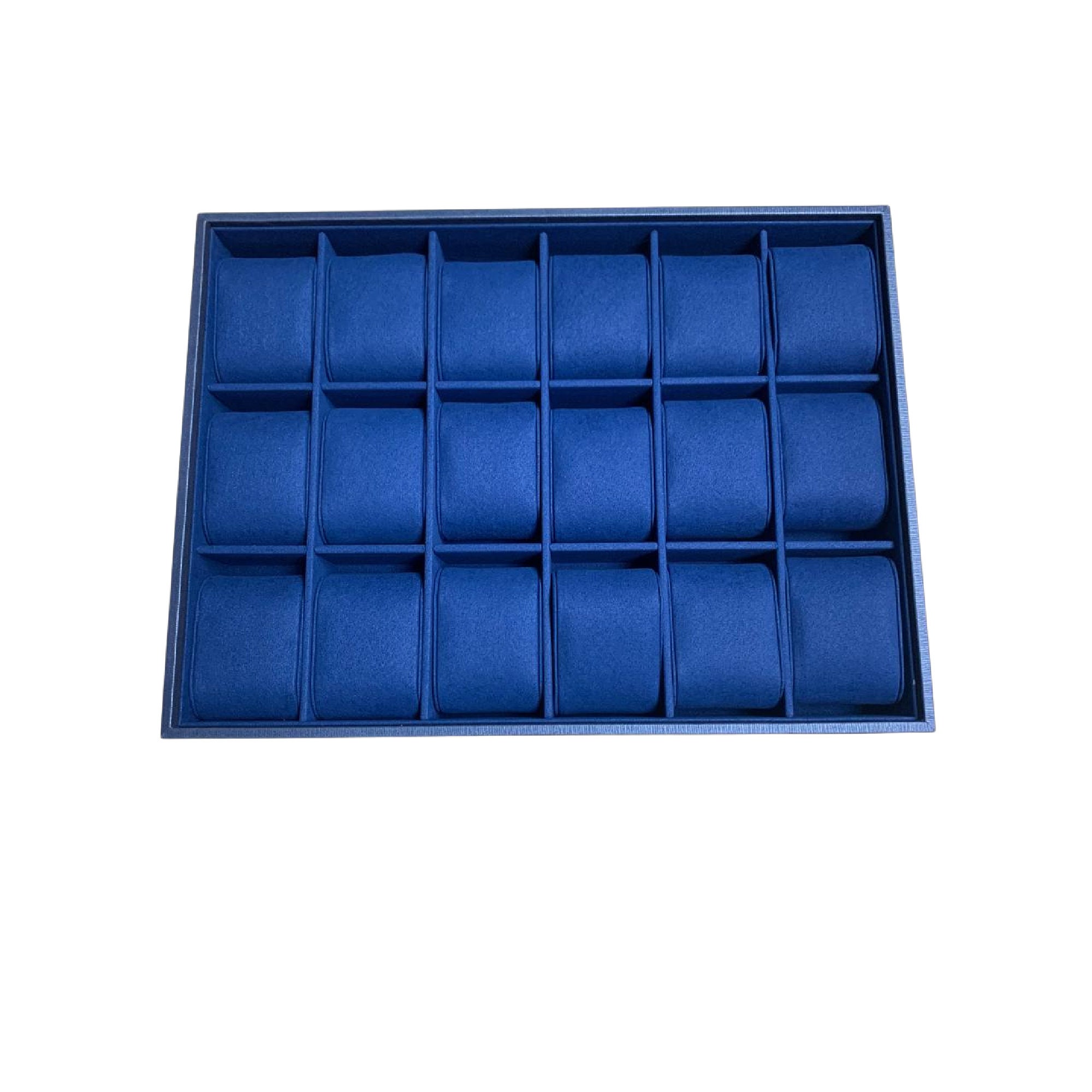Elegant Deep Blue Stackable Watch Tray | 18 Slot Watch Tray | 3 by 6 ...
