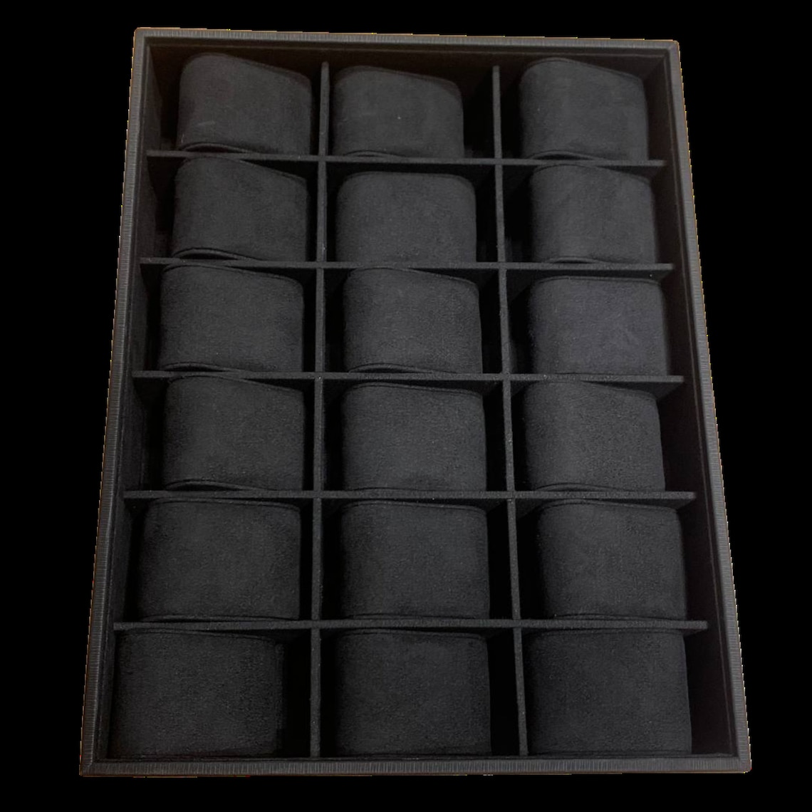 Elegant Deep Black Stackable Watch Tray 18 Slot Watch Tray 3 by 6 Watch ...