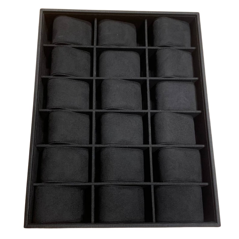 Elegant Deep Black Stackable Watch Tray | 18 Slot Watch Tray | 3 by 6 ...